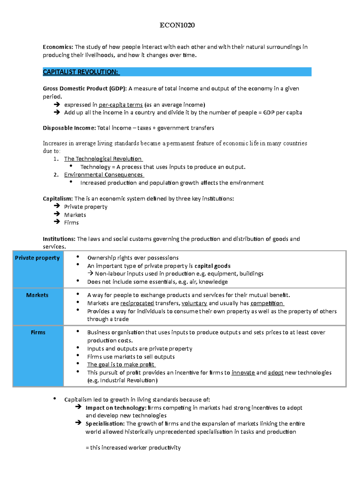 Economics cheat sheet - ECON Economics : The study of how people ...
