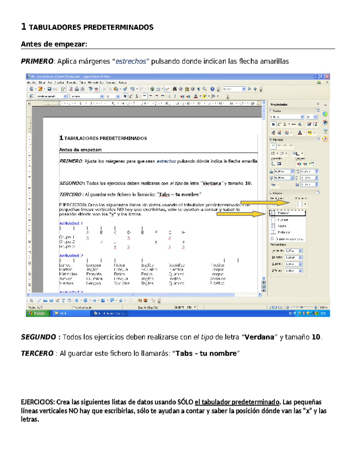 00 Tabuladores (Open Office) - 1 TABULADORES PREDETERMINADOS Antes de ...
