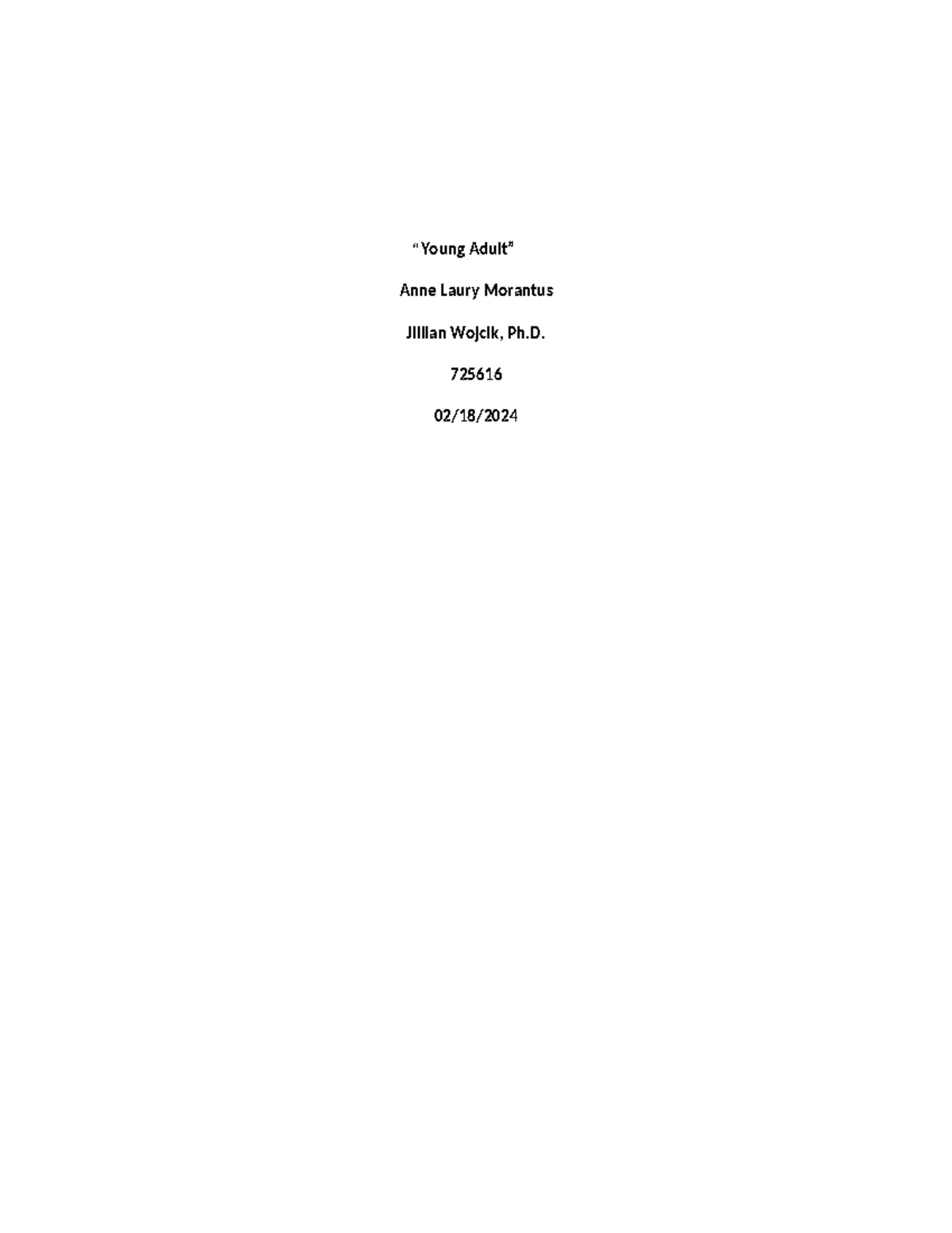 Document 40 - “Young Adult” Anne Laury Morantus Jillian Wojcik, Ph ...