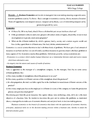 Economics module 3 - Note - Notes were prepared strictly for academic ...
