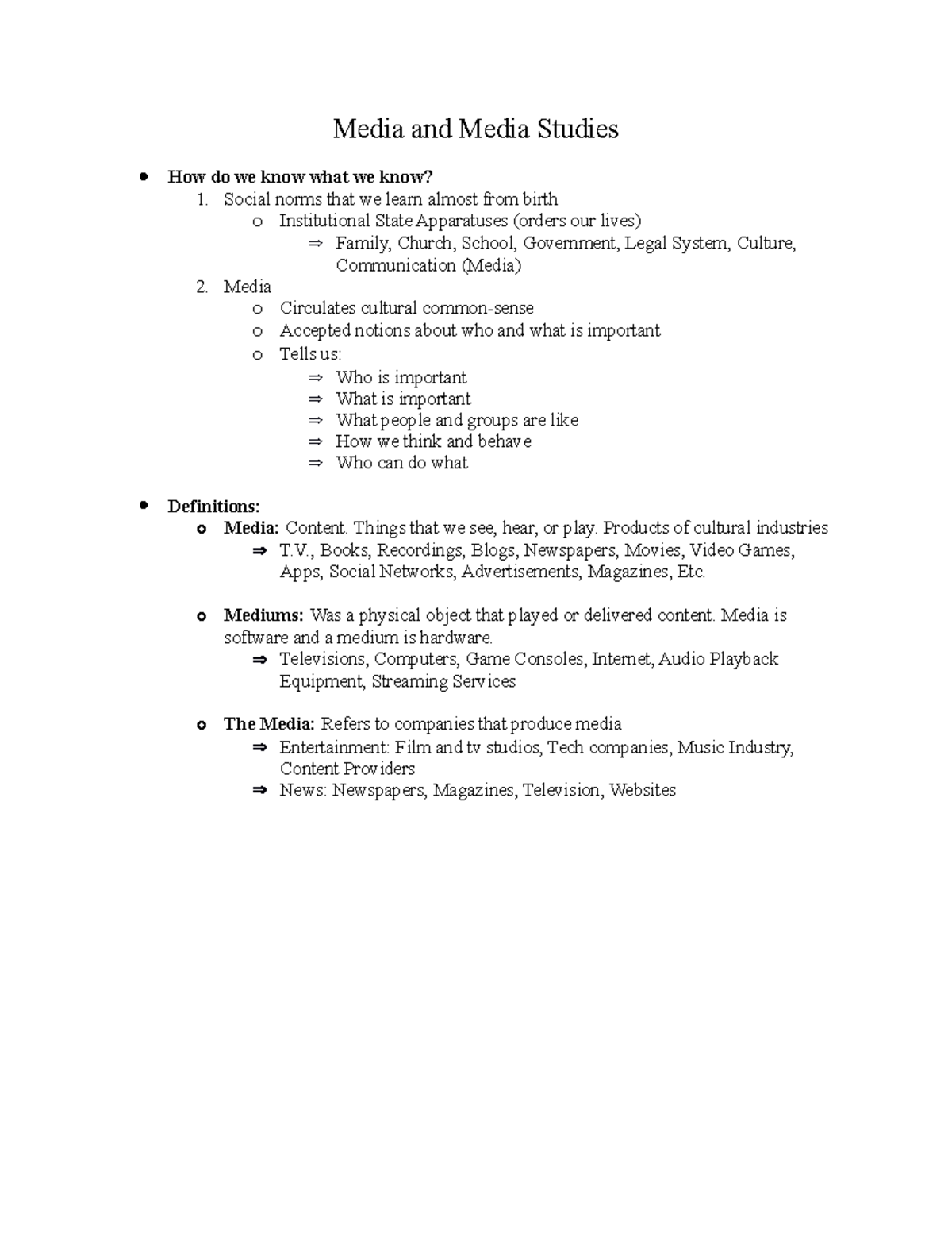 Week 1 MIT - Media and Media Studies - Media and Media Studies How do ...