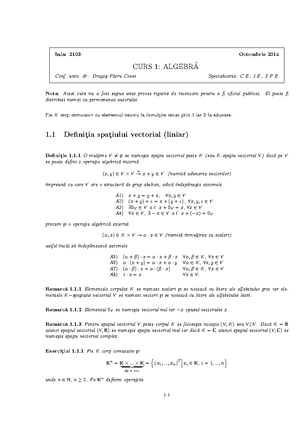 Exercitii si probleme de algebra liniara - Algebra Liniara - Studocu