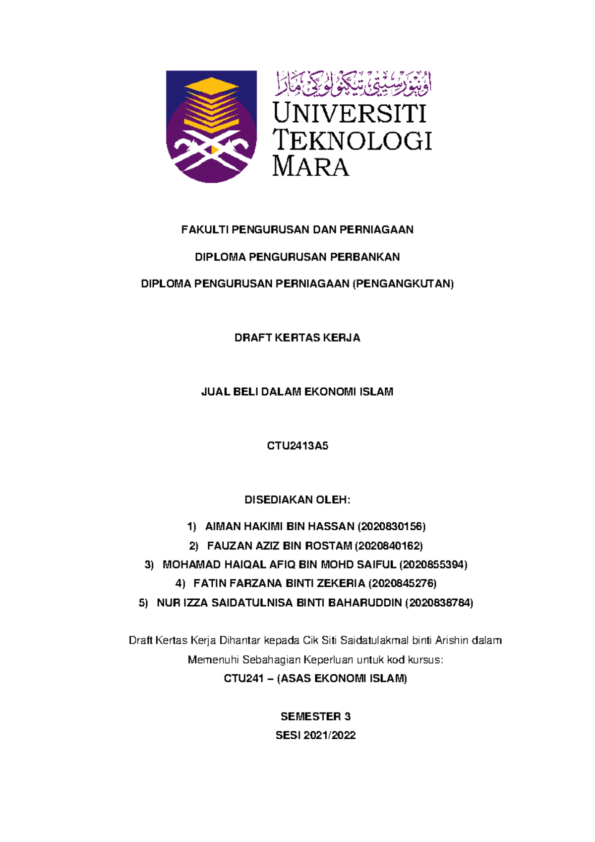 Draft Kertas Kerja (new) - FAKULTI PENGURUSAN DAN PERNIAGAAN DIPLOMA ...