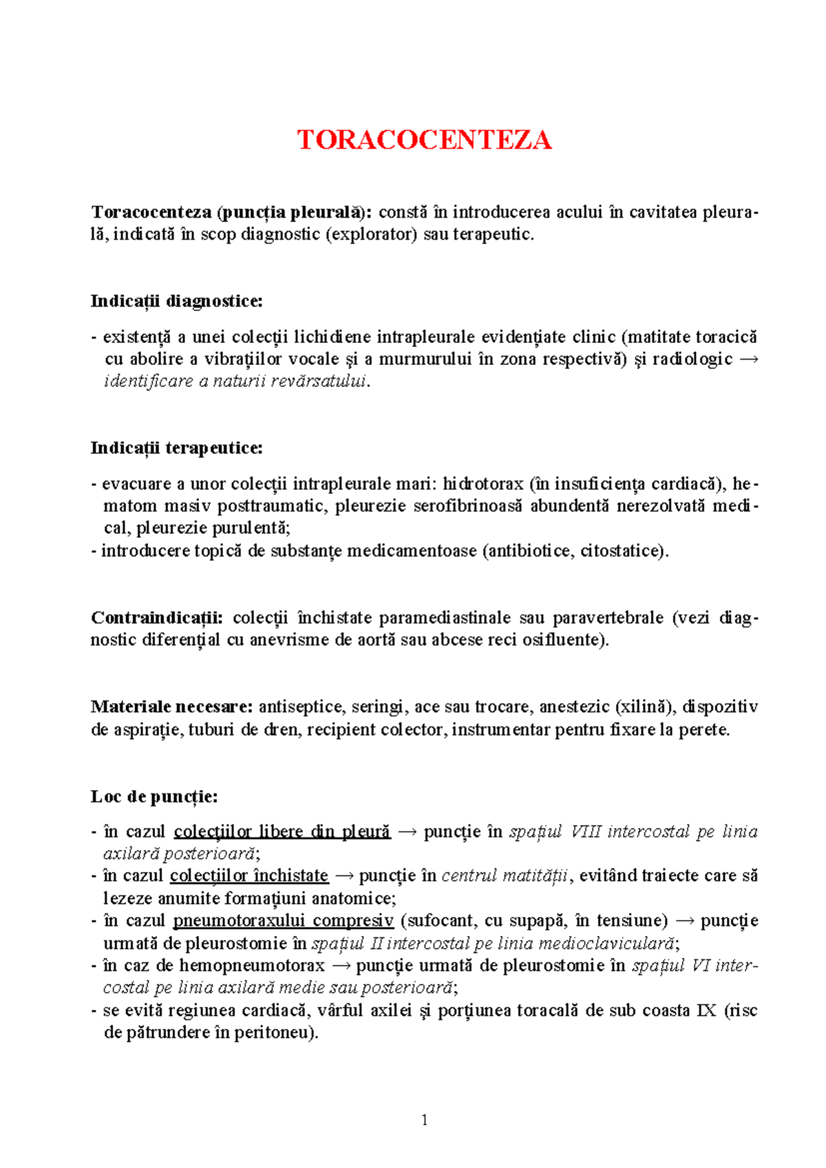 Toracocenteza-OK - Examen practic - TORACOCENTEZA Toracocenteza ...