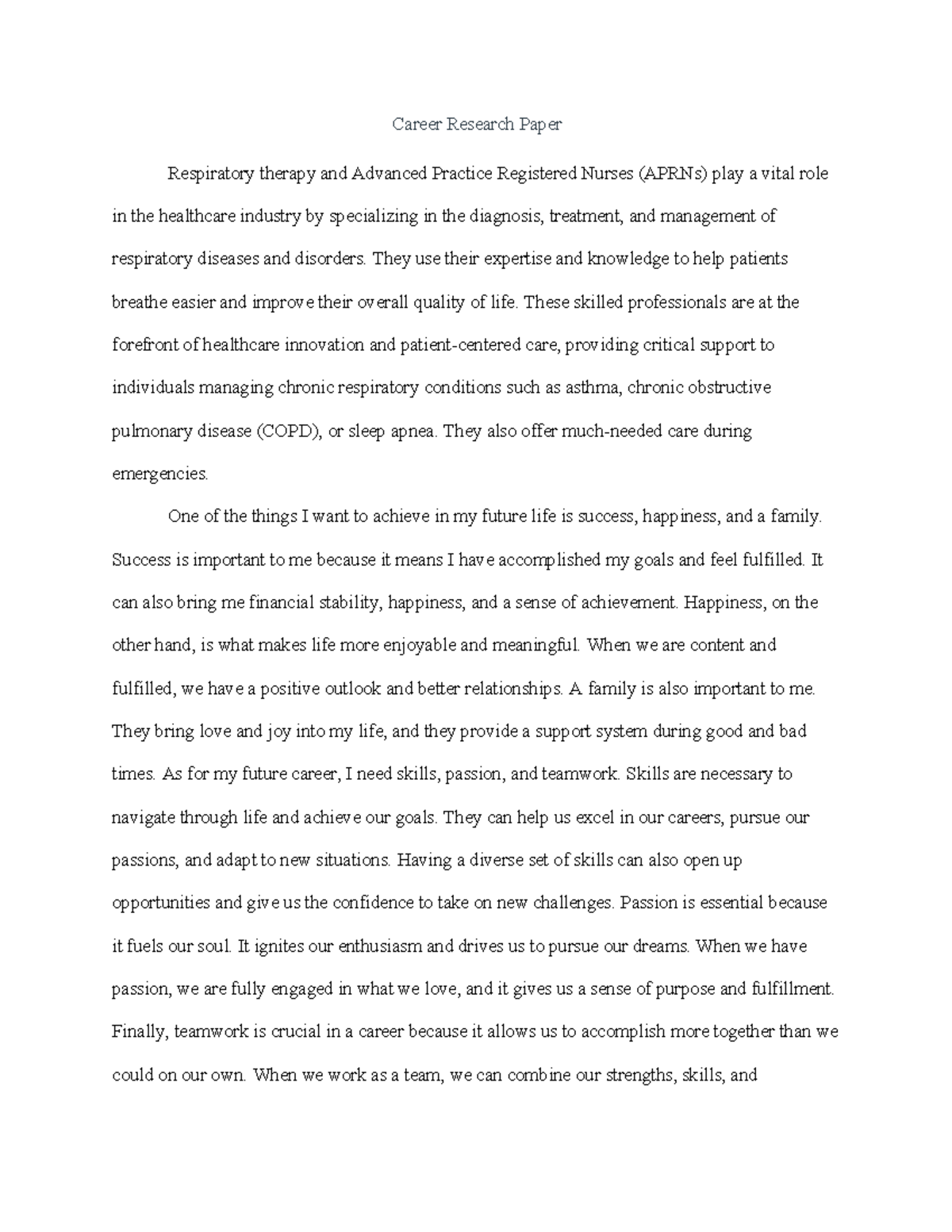 Proofread and Publishable Career Research Paper - Career Research Paper ...