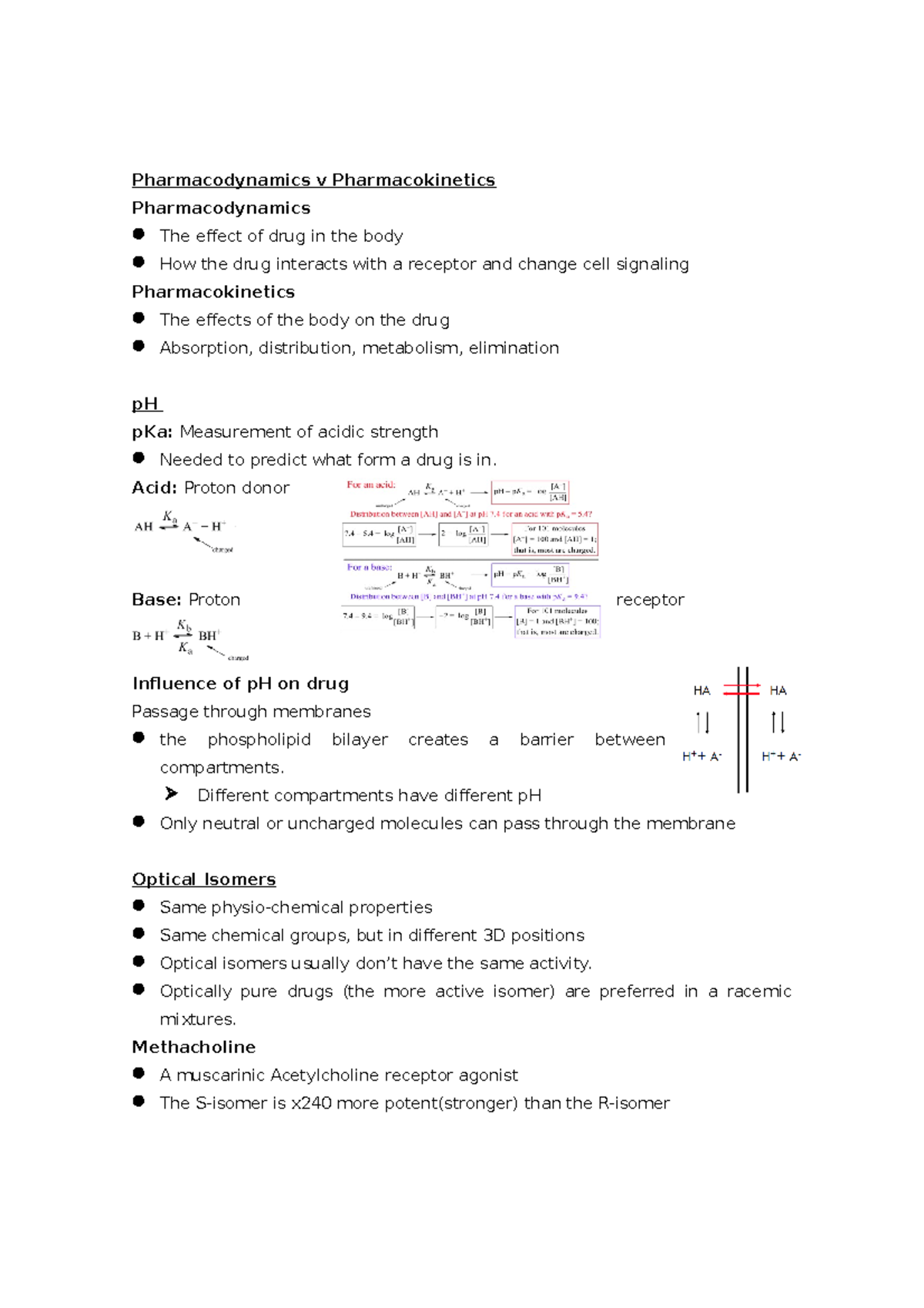 Module 3 Notes - Pharmacodynamics v Pharmacokinetics Pharmacodynamics ...
