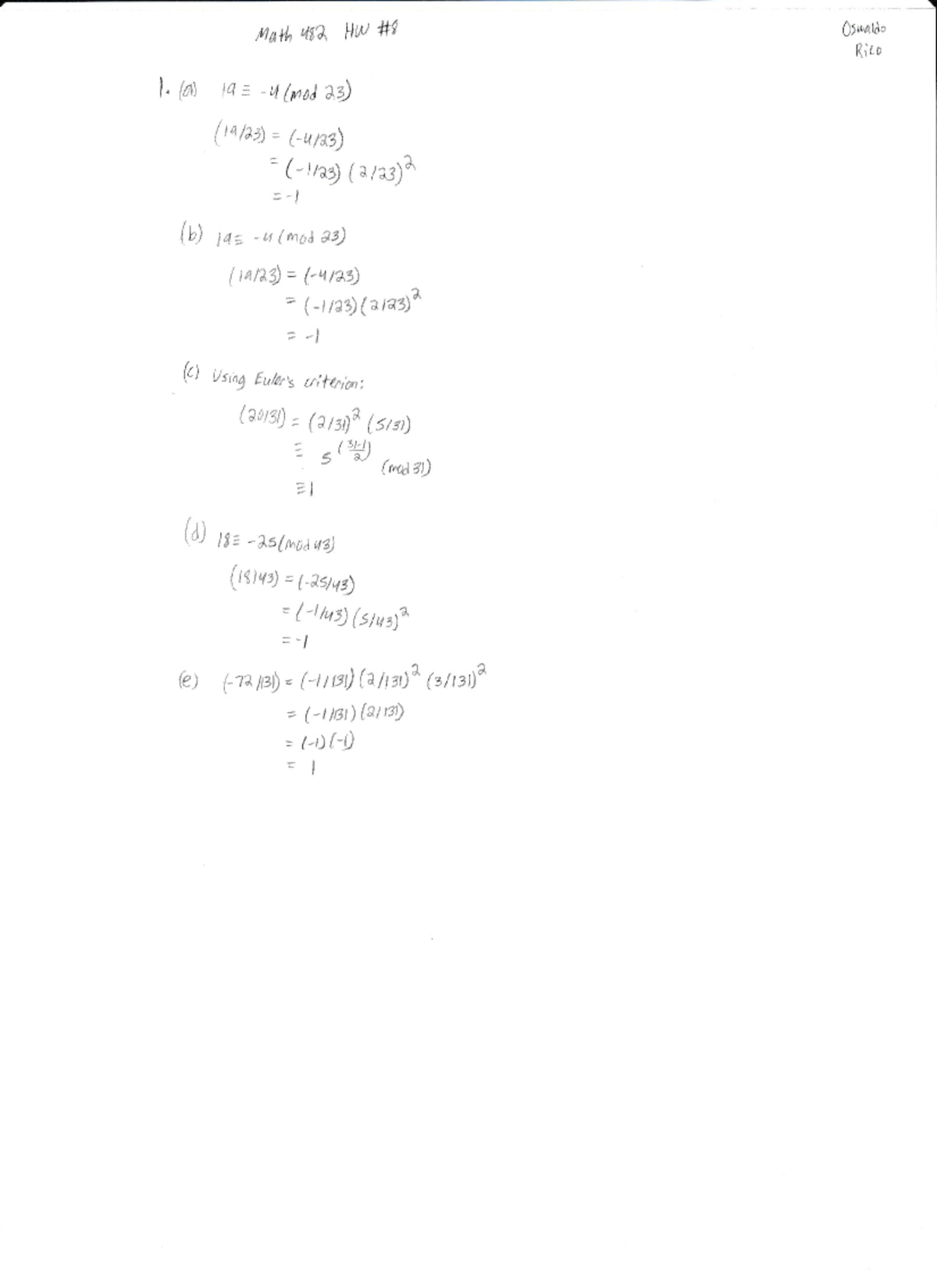 Math 482 Homework 8 - MATH 482 - Studocu