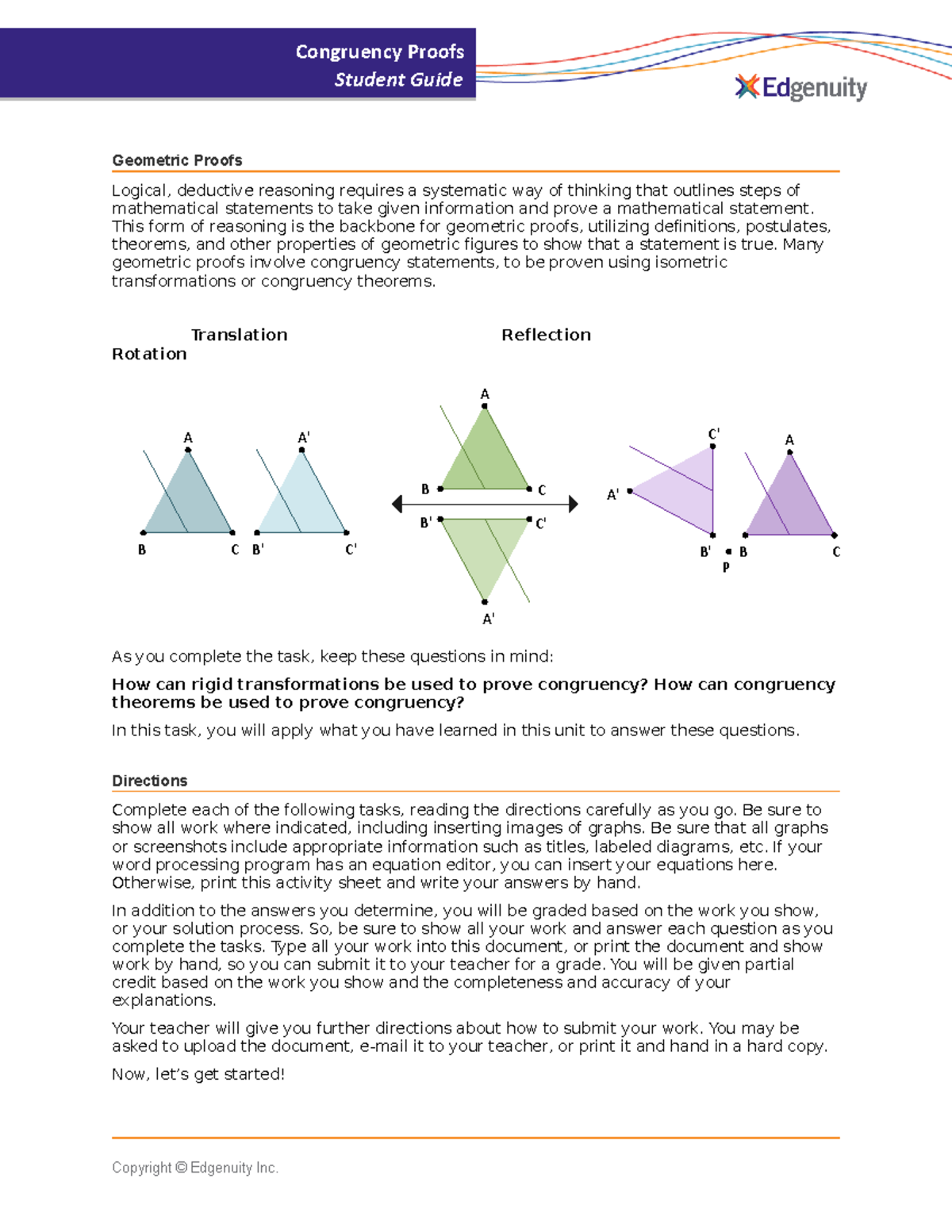 Congruency Proofs Student Guide - Studocu