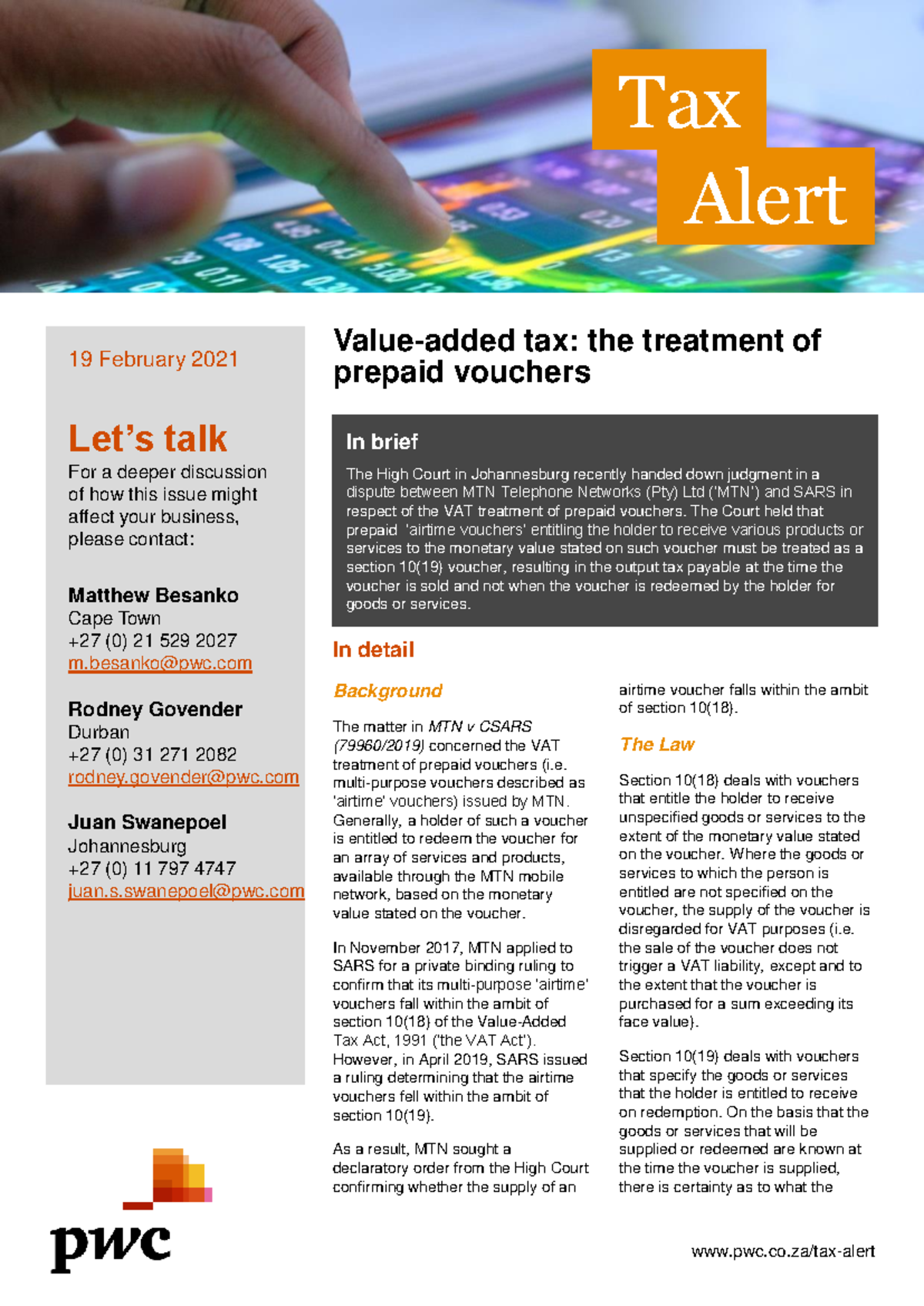 Tax alert value added tax the treatment of prepaid vouchers - Tax Alert ...