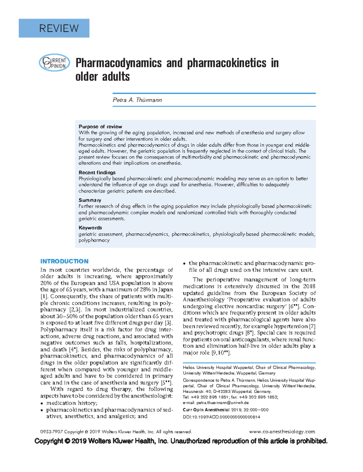 Aco - sasdasd - C URRENT OPINION Pharmacodynamics and pharmacokinetics ...