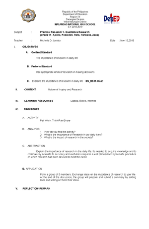 LP-Nov.20, 2018- Prac1 - Republic of the Philippines Department of Education Region XII ...