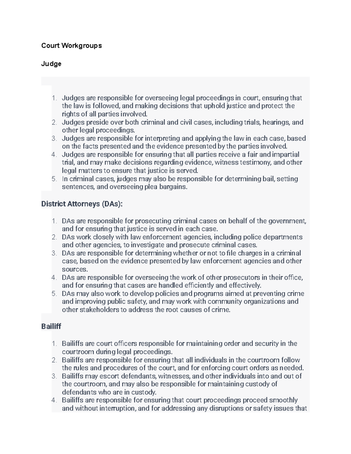 Court Workgroups Notes - Court Workgroups Judge Judges are responsible ...