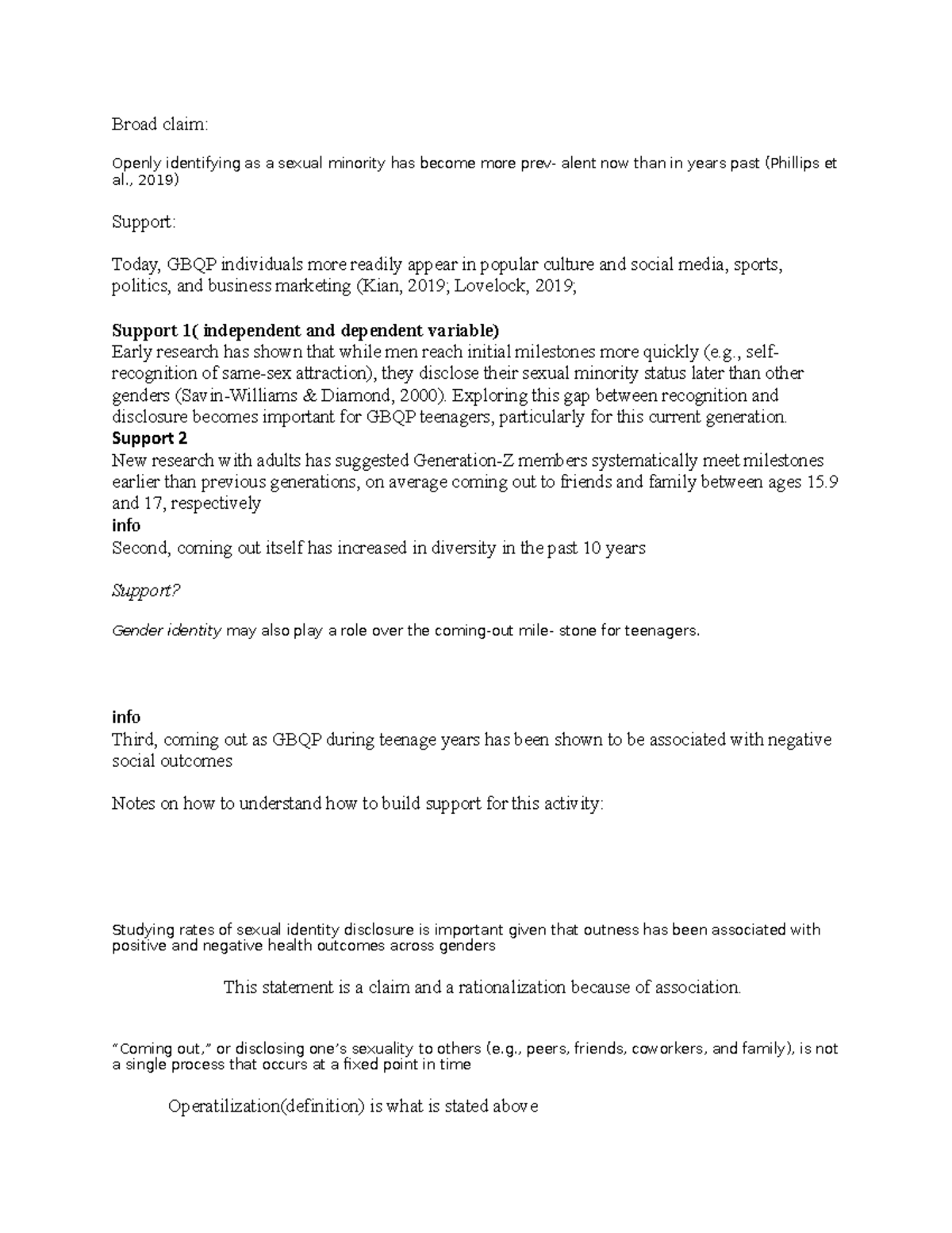 broad claim assignment - Broad claim: Openly identifying as a sexual ...