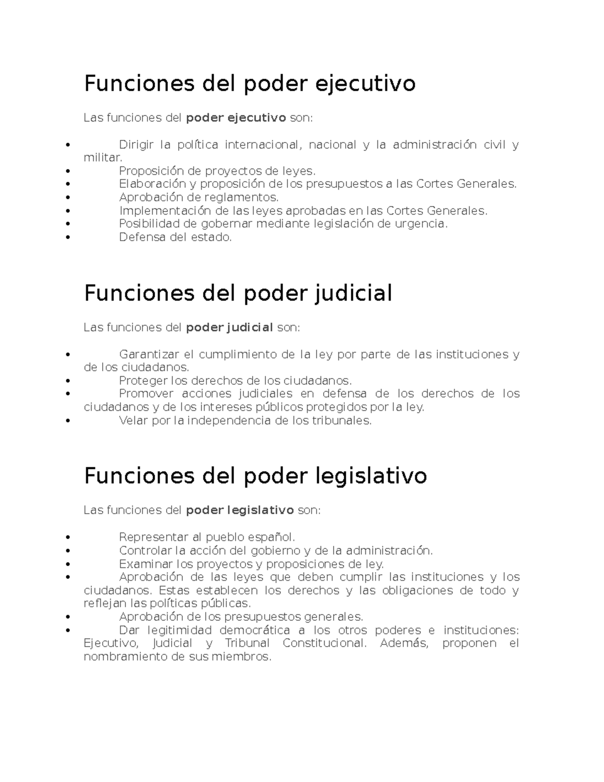 Poderes - Tarea de los articulos - Funciones del poder ejecutivo Las funciones del poder ...