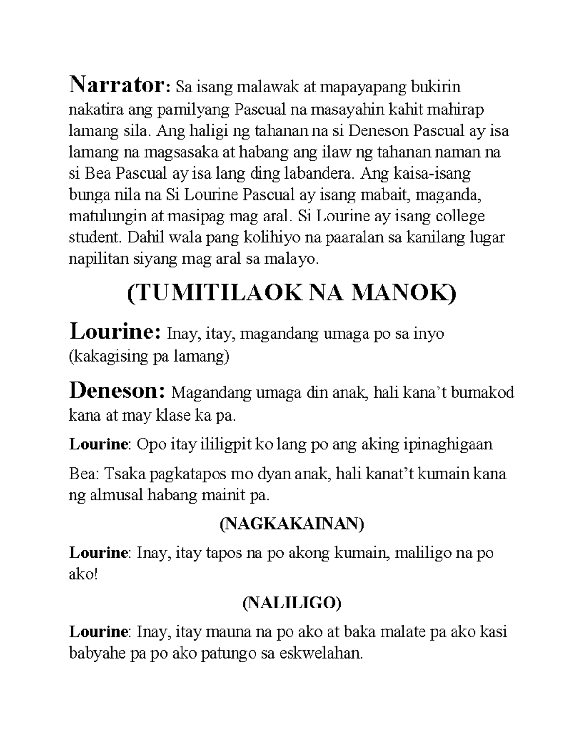 605965738 Radio Drama Script Jr - Narrator: Sa isang malawak at ...