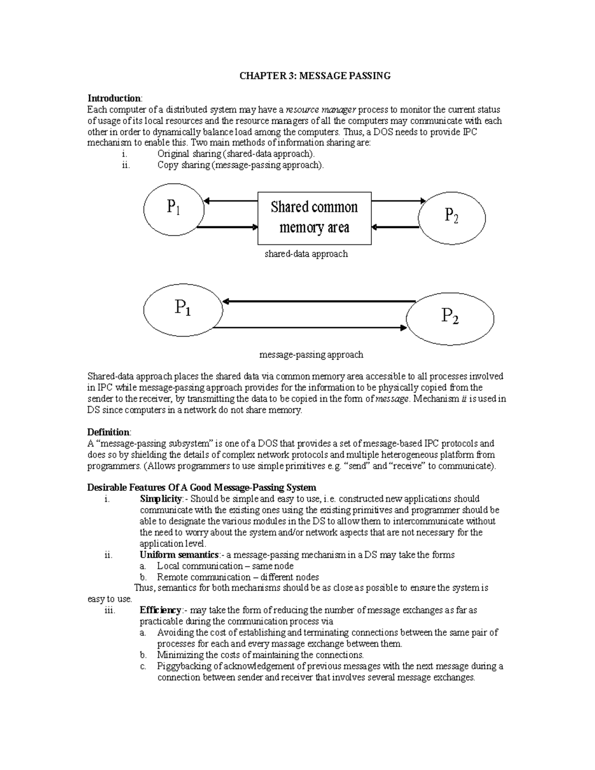 Chapter 3 AND 4 - CHAPTER 3: MESSAGE PASSING Introduction: Each ...