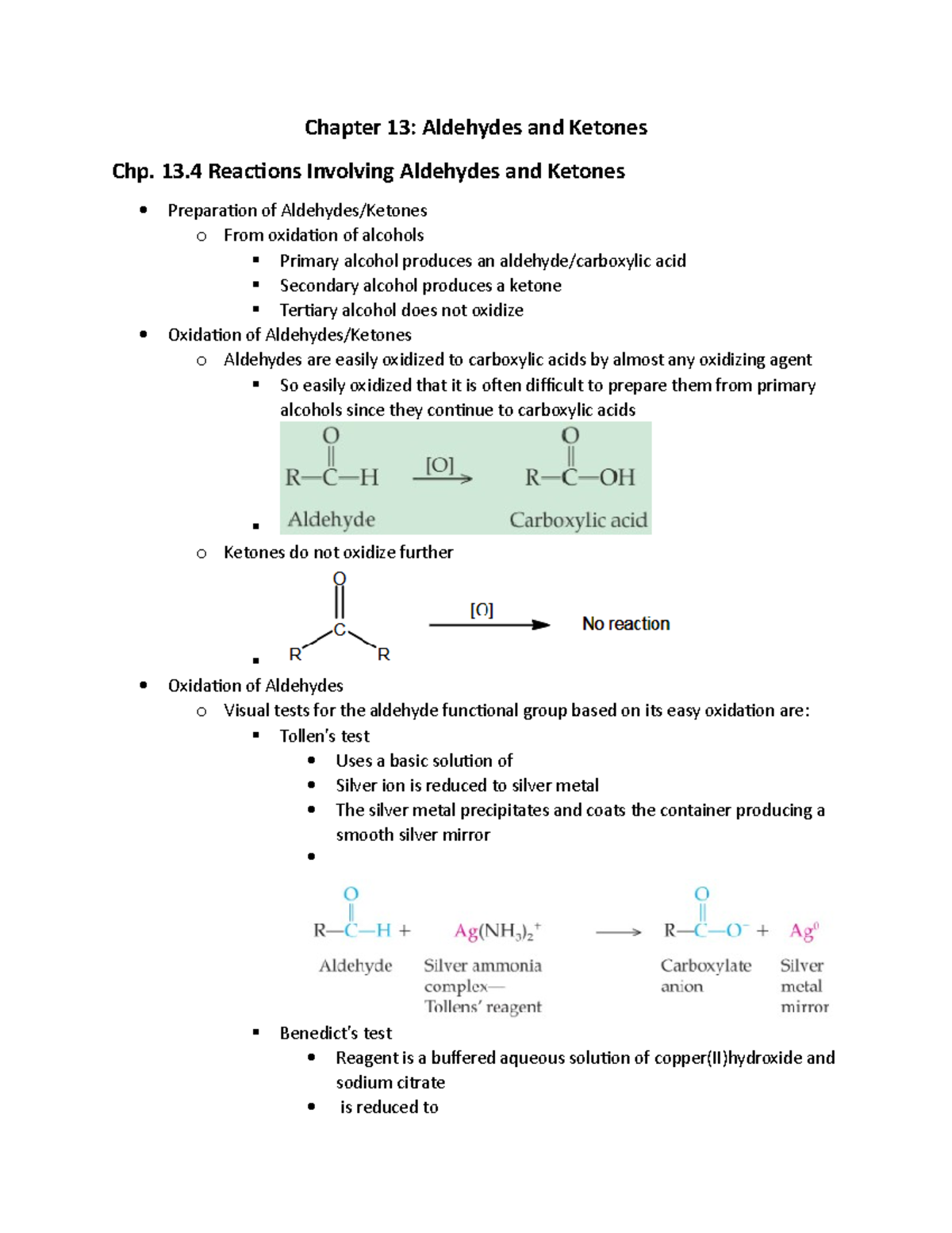 Chapter 13 section 4 lecture notes - Chapter 13: Aldehydes and Ketones ...