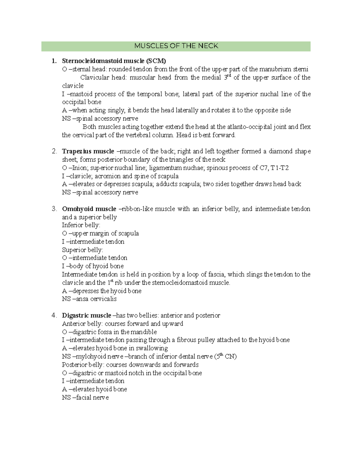 Gen Ana: Muscles of the Neck - MUSCLES OF THE NECK 1 ...