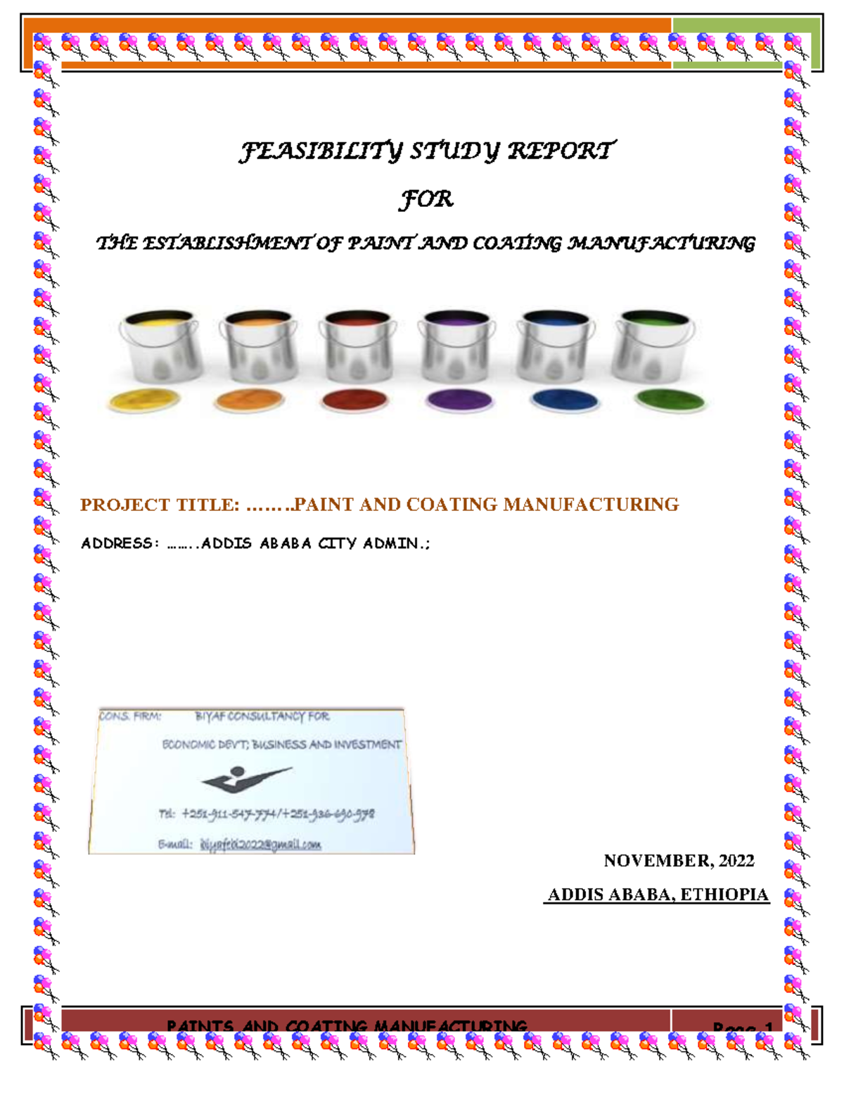3. Establishment OF Paint AND Coating Projec - FEASIBILITY STUDY REPORT ...
