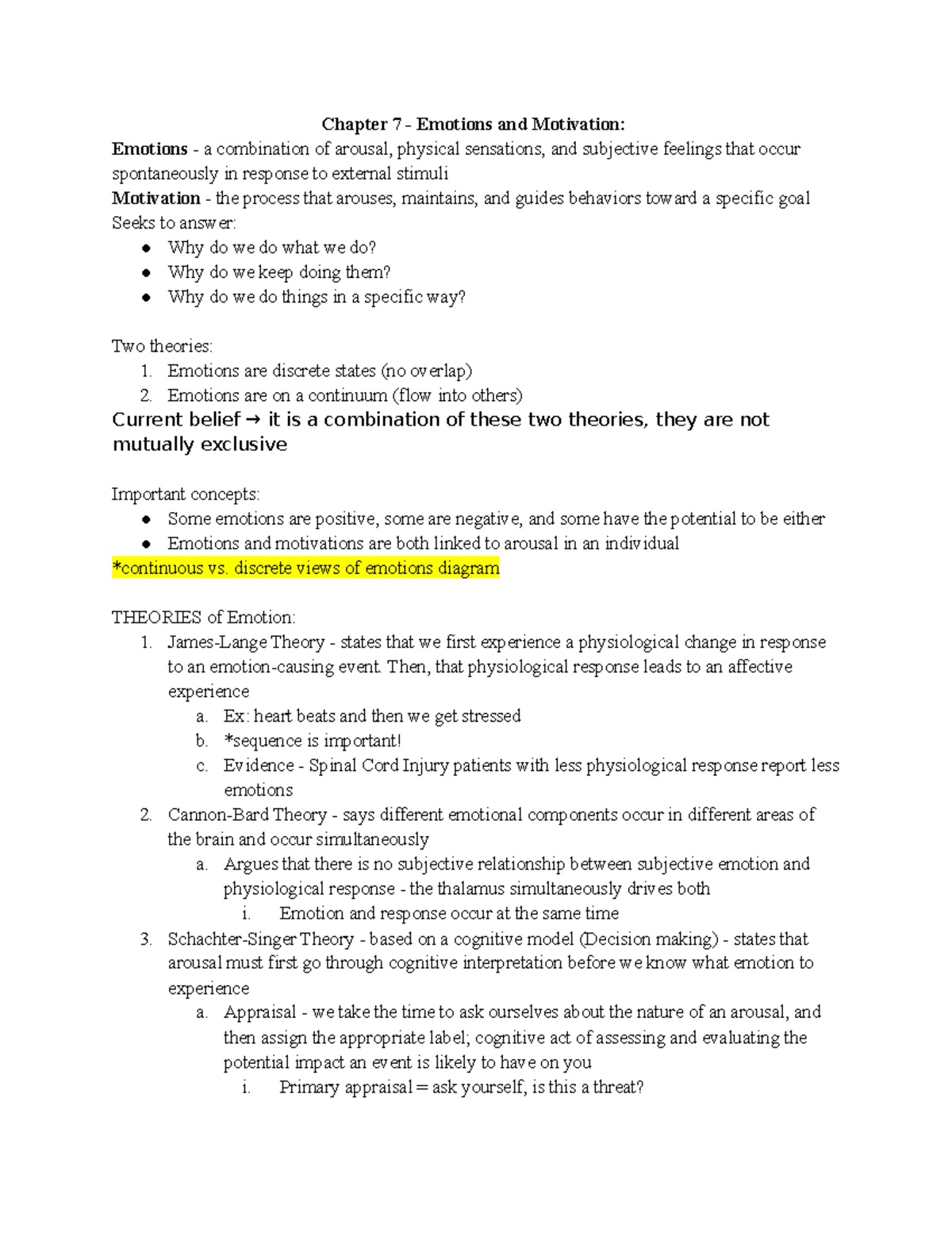 Chapter 7 Emotions and Motivation - Chapter 7 - Emotions and Motivation ...