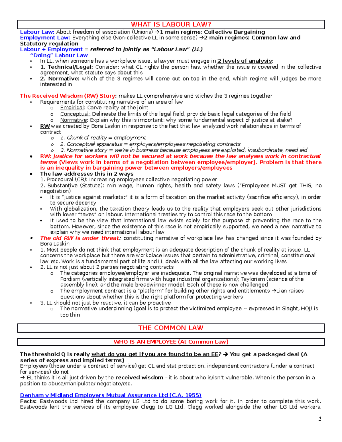 Labour - Langille - Summary Dec 2014 TM - WHAT IS LABOUR LAW? Labour ...