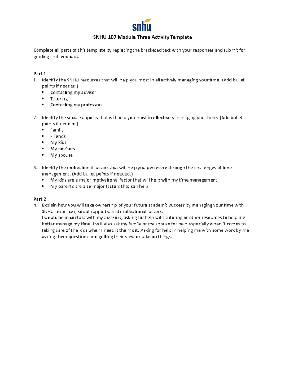 SNHU 107 Module Three Activity Template - SNHU 107 Module Three ...