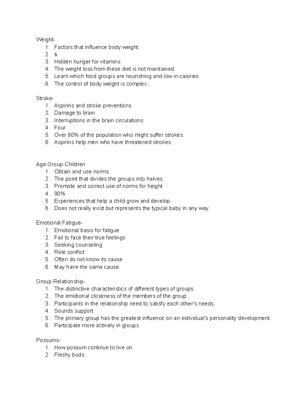 NLN Red Book Reading Answers - Weight- 1. Factors that influence body ...