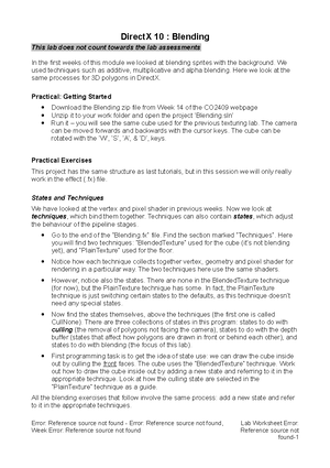 CO2409-12 Lab Worksheet - Direct3D 10 Texture Mapping This exercise ...