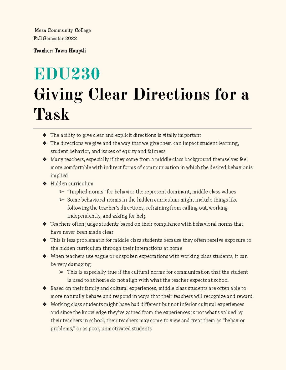 Inspire 28 - Notes corresponding to Giving Clear Directions for a Task ...