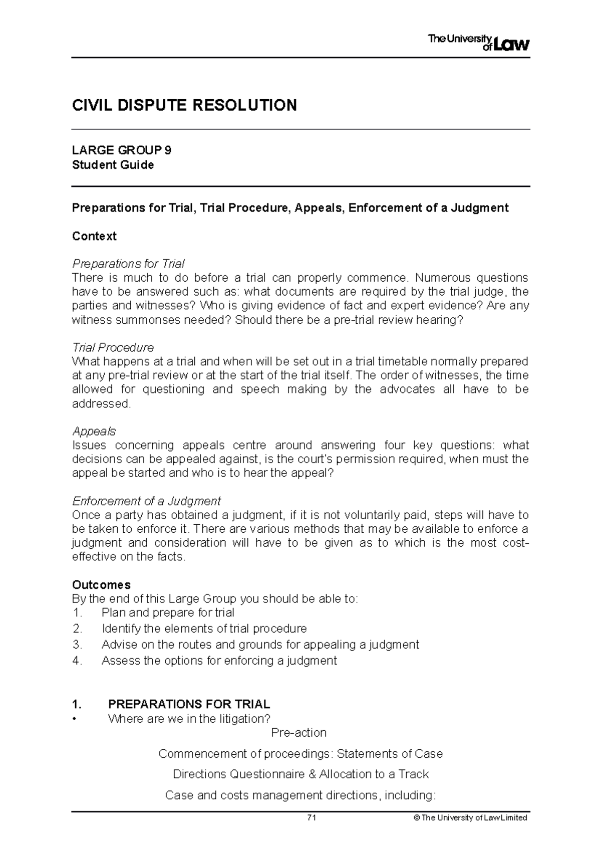 Civil dispute resolution LG9 - CIVIL DISPUTE RESOLUTION LARGE GROUP 9 ...