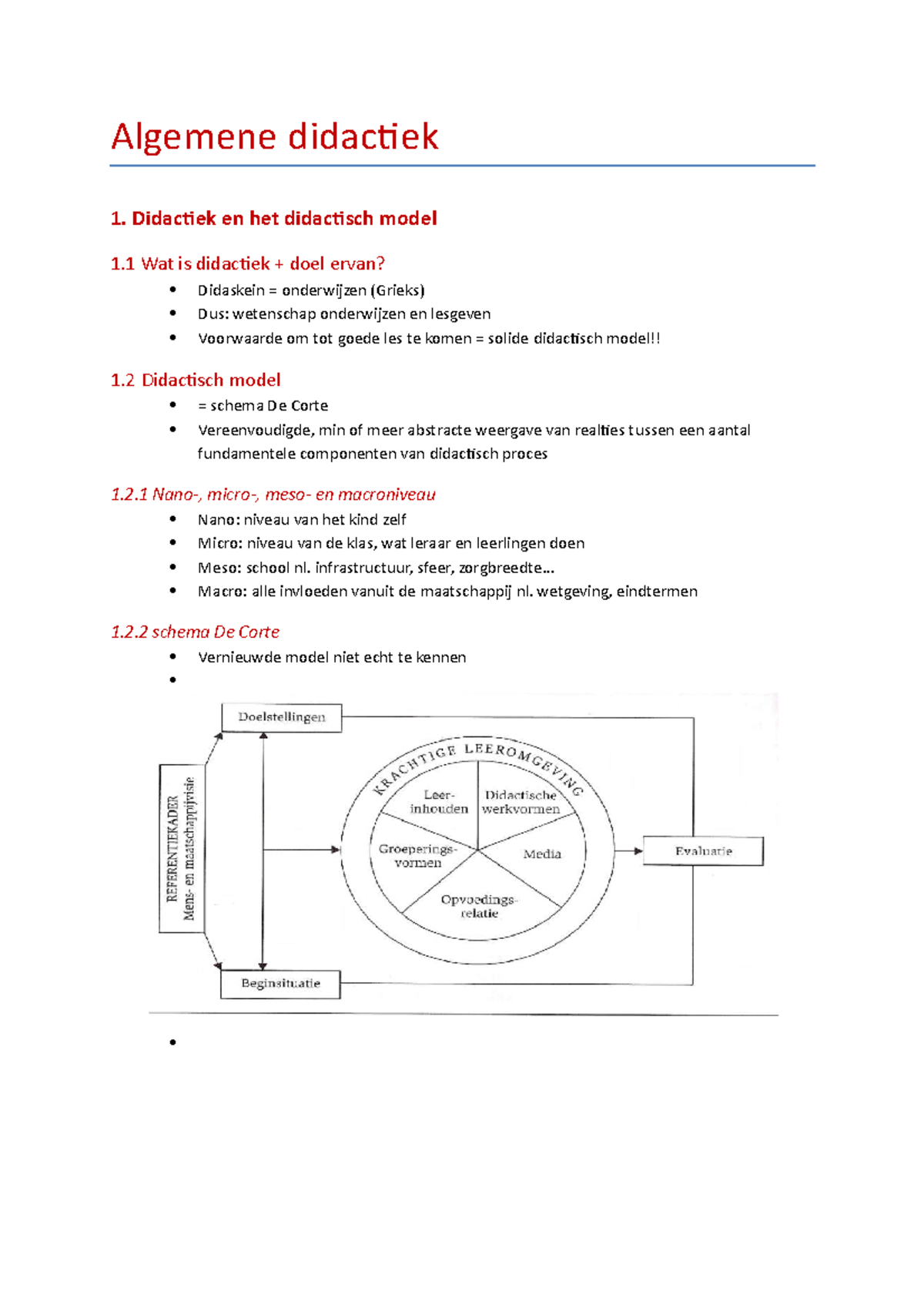 Algemene didactiek - Didactiek en het didactisch model 1 Wat is ...