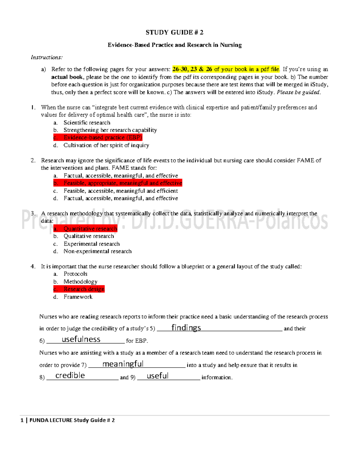 NCM 103 - Fundamentals of Nursing Theory - Study Guide 2 - 1 | FUNDA ...