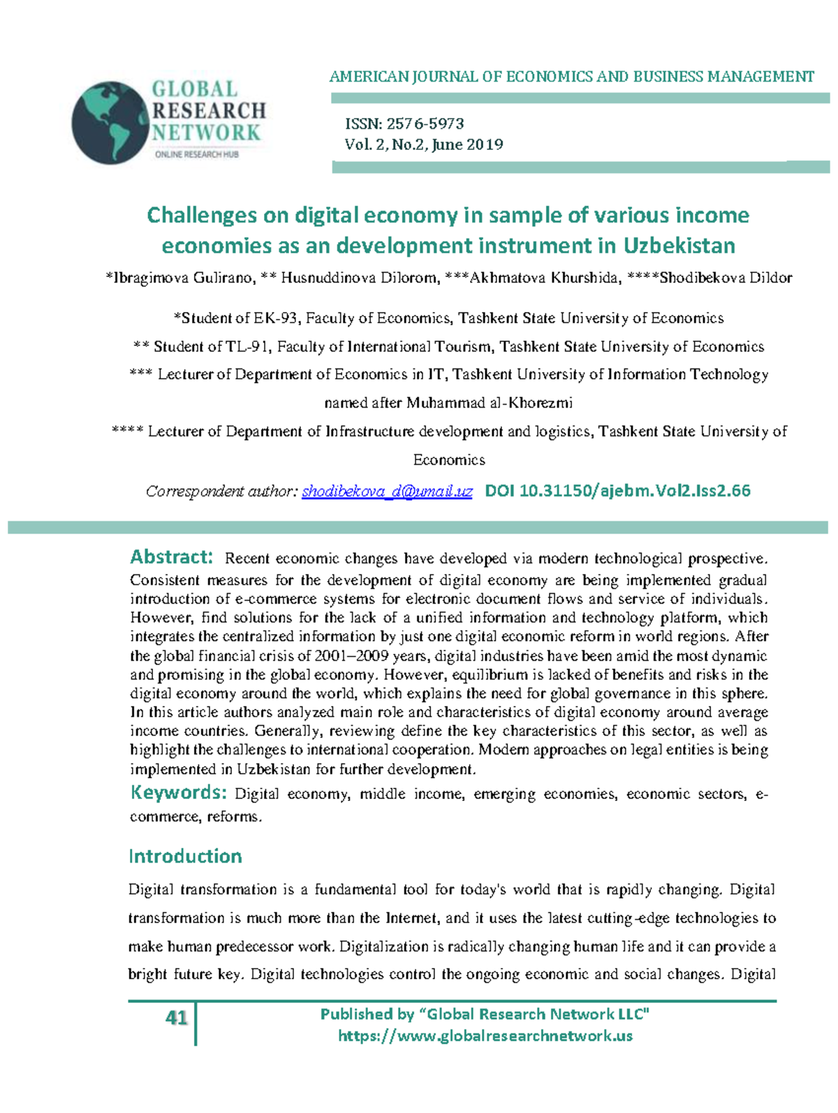Challenges on digital economy in sample of various income economies as ...