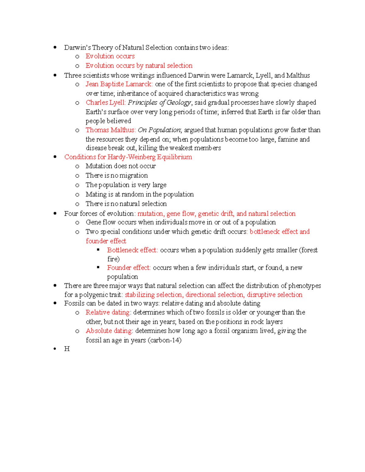 Chapter 6 Textbook Notes - Darwin’s Theory of Natural Selection ...