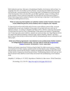 Module Two Activity - ESSAY - Psy 260 - Studocu