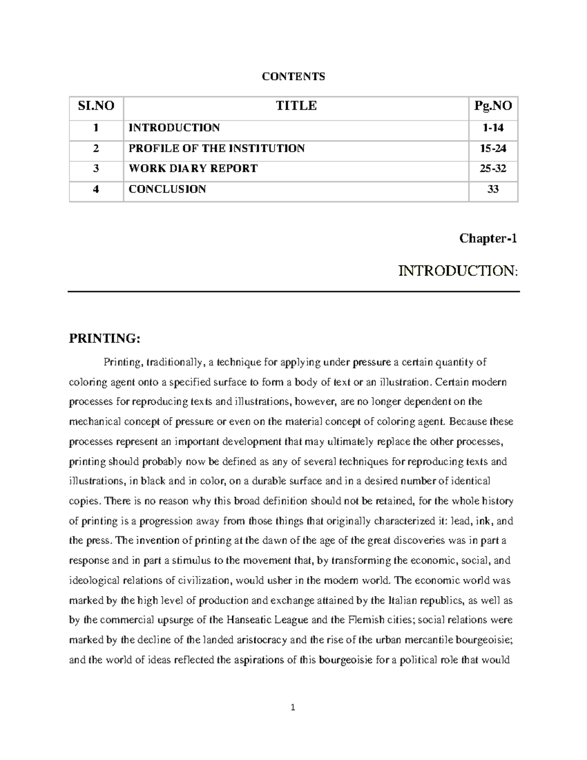 Project final - ojt - CONTENTS SI TITLE Pg 1 INTRODUCTION 1- 2 PROFILE ...