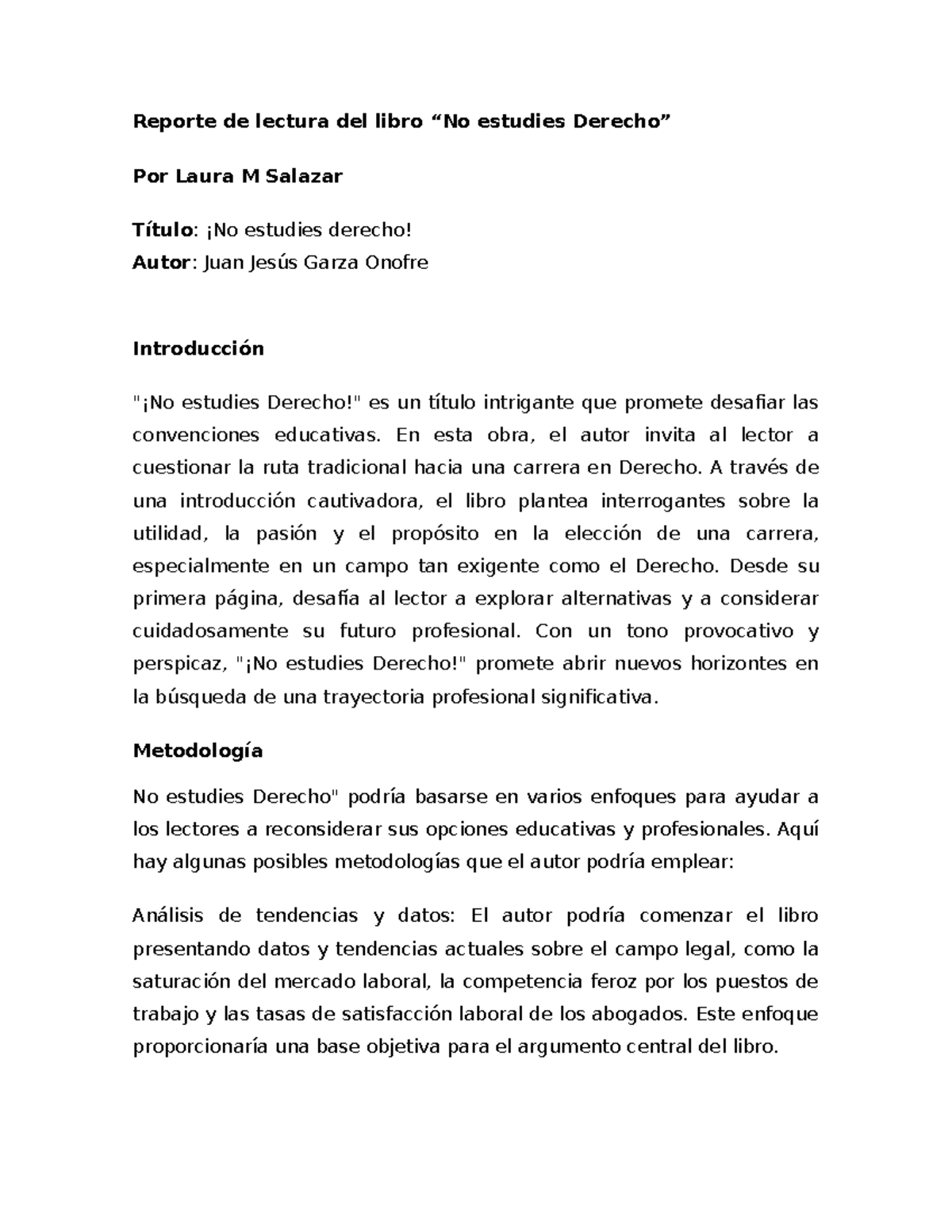 Reporte de lectura del libro - En esta obra, el autor invita al lector ...