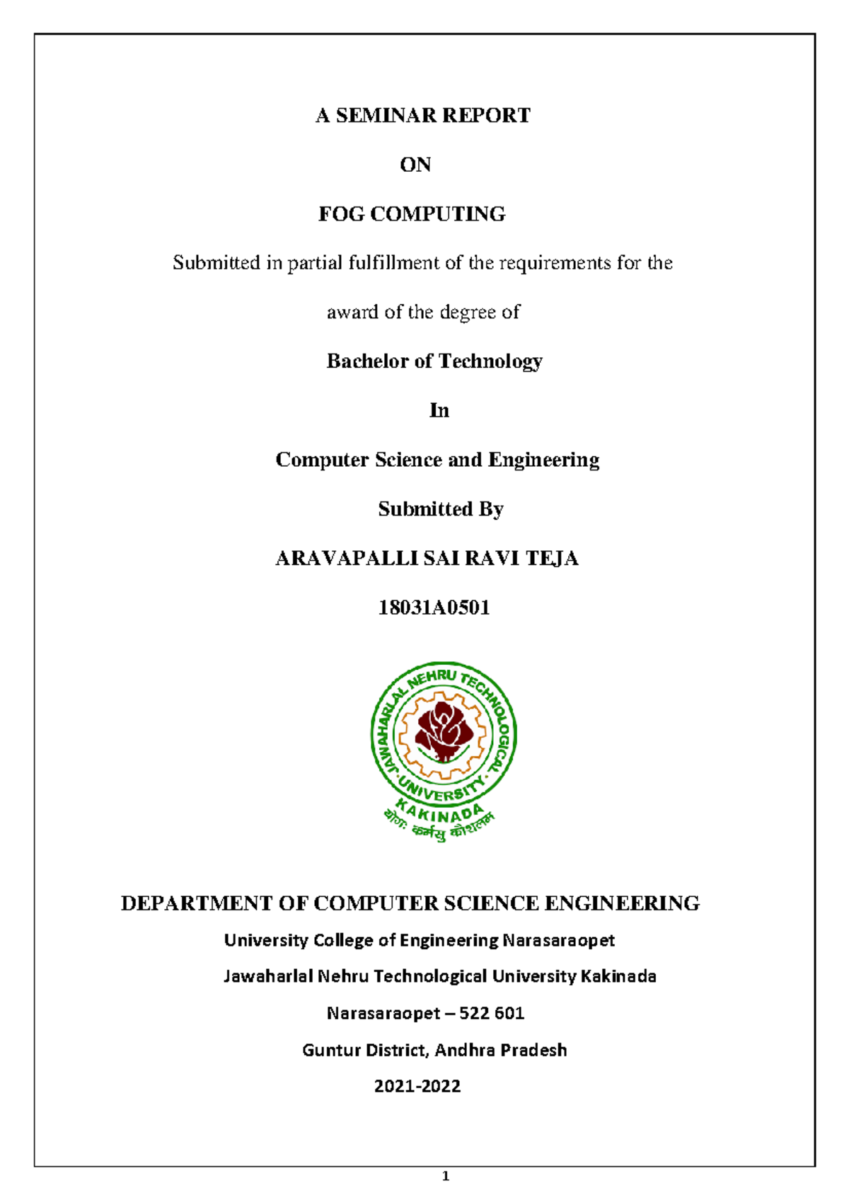 FOG Computing - FOG COPUTING - A SEMINAR REPORT ON FOG COMPUTING ...