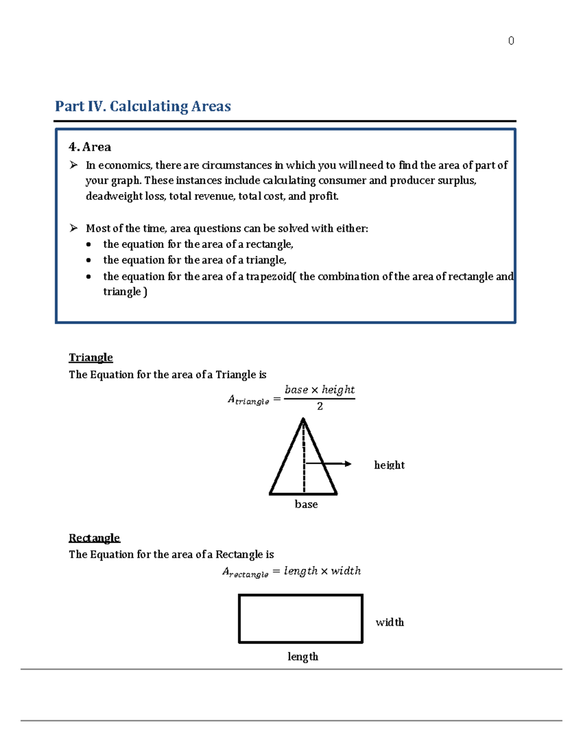 Part 4-Calculating Area - 0 Part IV. Calculating Areas Area In ...