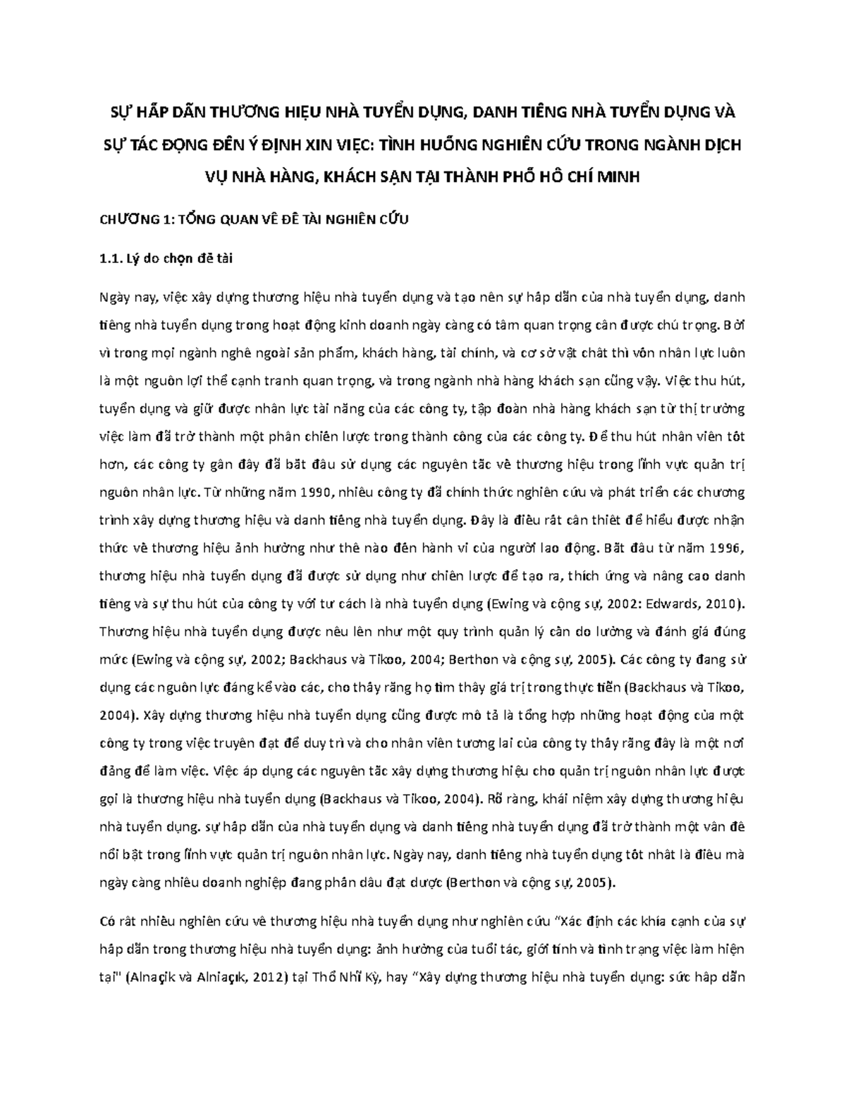 Đề cương luận văn quản trị nguồn nhân lực - S Ự HẤẤP DẤẪN TH ƯƠNG HI U NHÀ TUY N D Ệ Ể ỤNG, DANH ...