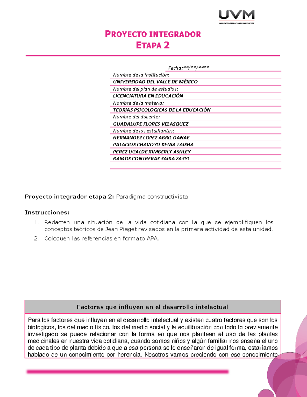proyecto integrador etapa 2 - PROYECTO INTEGRADOR ETAPA 2 Fecha://**** Nombre de la institución ...