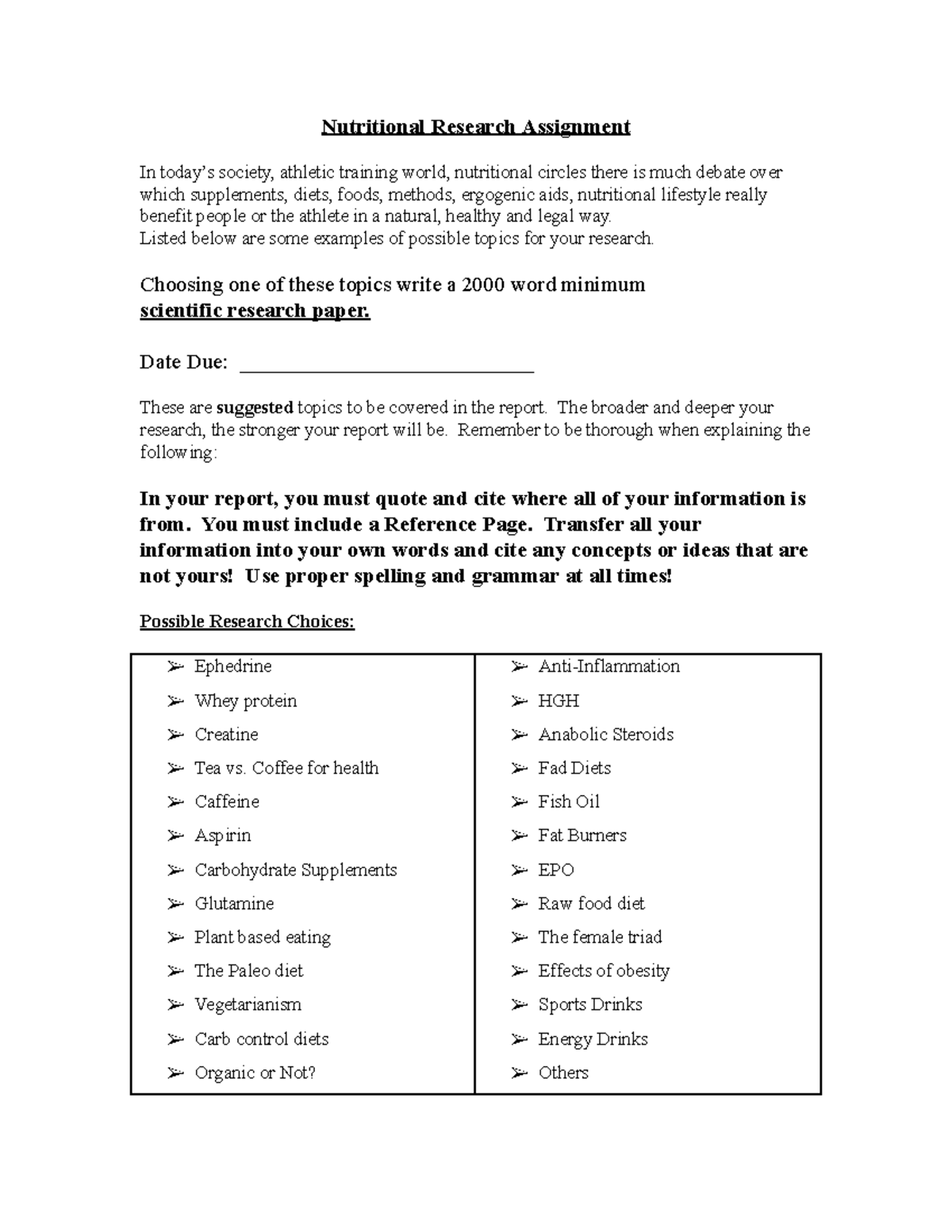 Nutrition Research Assignment.doc - Nutritional Research Assignment In ...