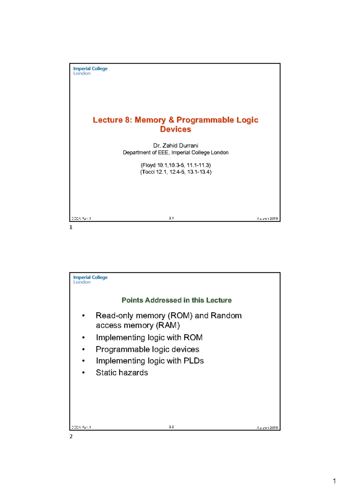 Lecture 8-10 DECA 2020/2021 - DECA Part 1 8 Autumn 2019 Lecture 8 ...