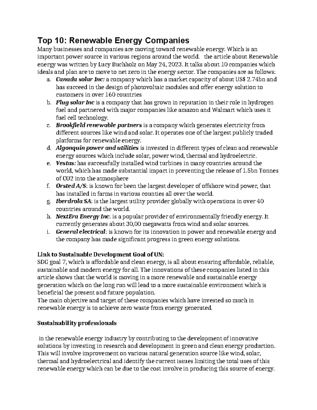 Top 10 Renewable Energy Companies - Top 10: Renewable Energy Companies ...