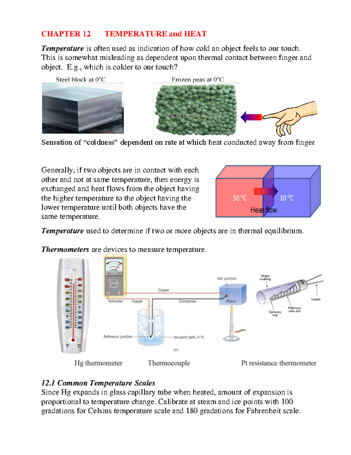 Chapter 12 - Temperature and Heat - CHAPTER 12 TEMPERATURE and HEAT ...