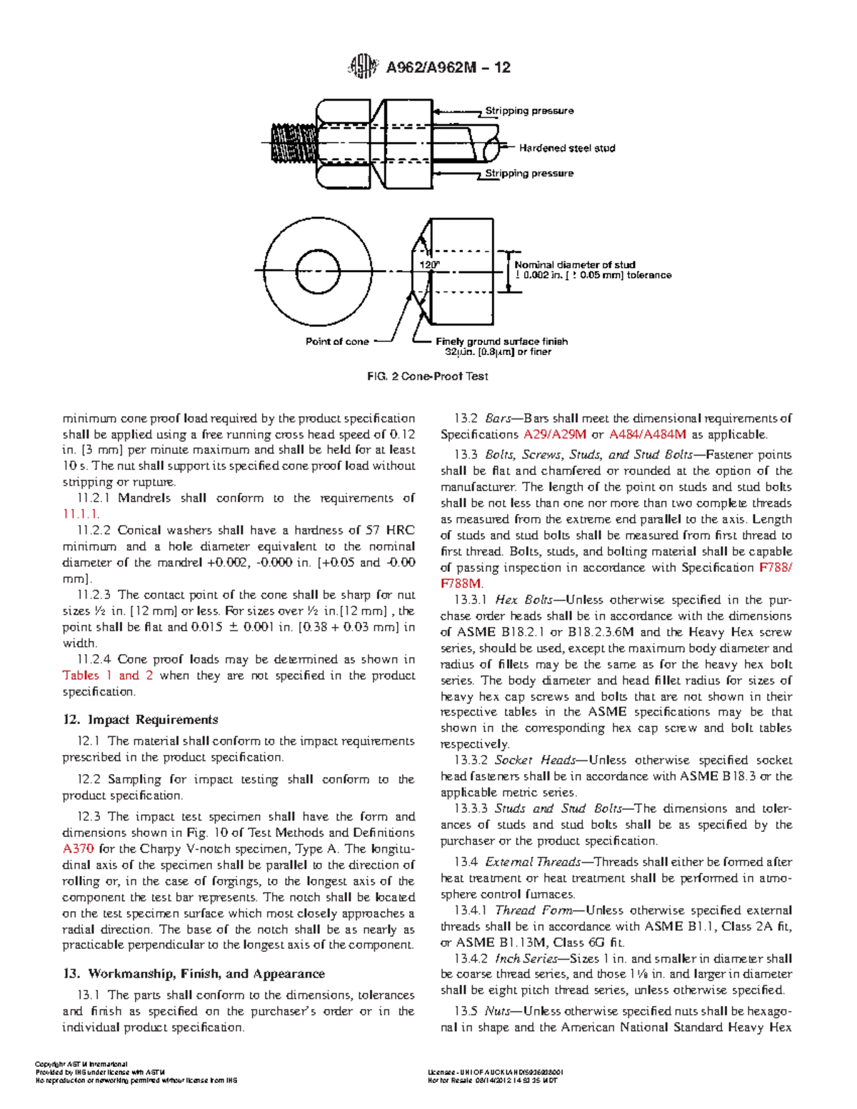 ASTM A962 A 962M 12 (1)-005 - minimum cone proof load required by the ...