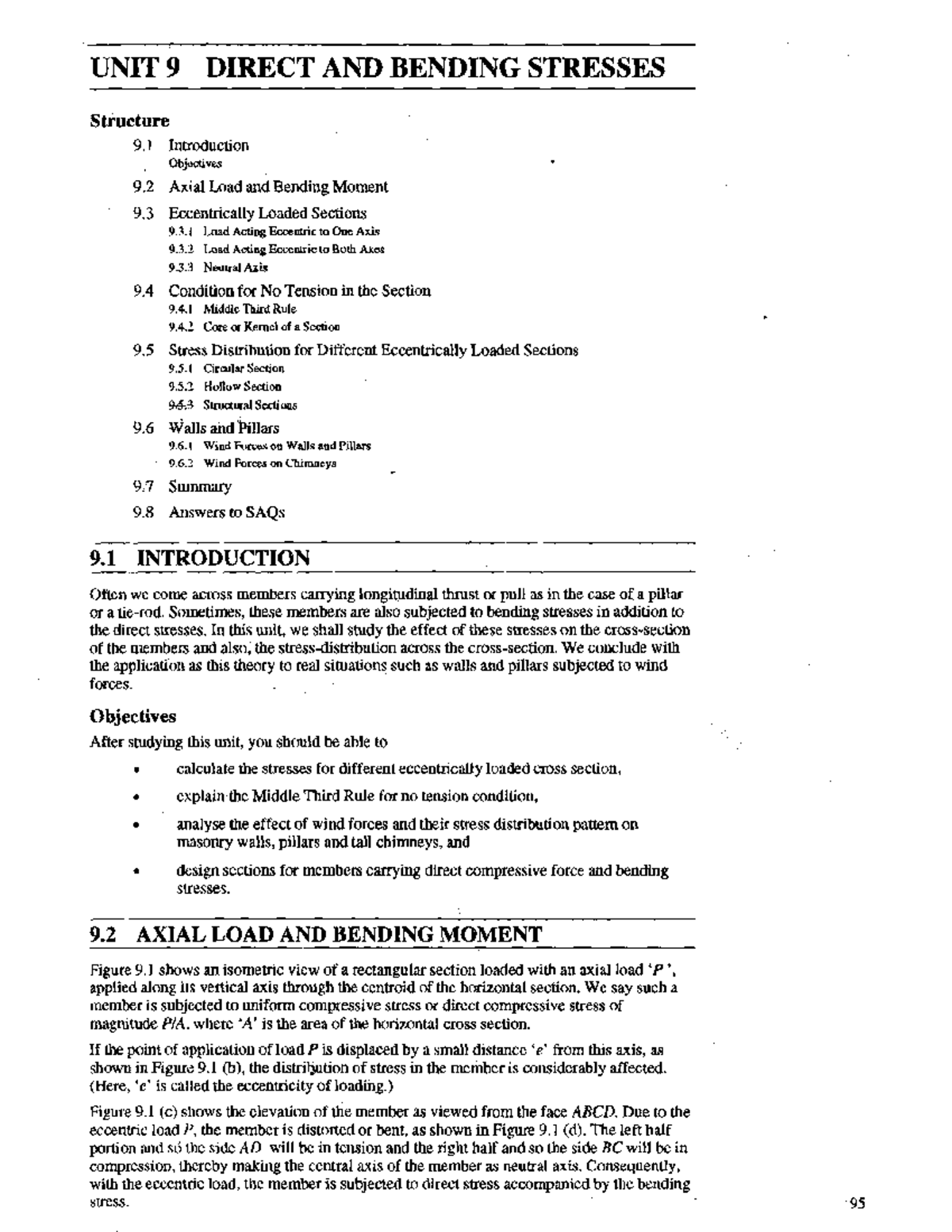 Unit-9 - Direct and Bending Stress - UNIT 9 DIRECT AND BENDING STRESSES ...