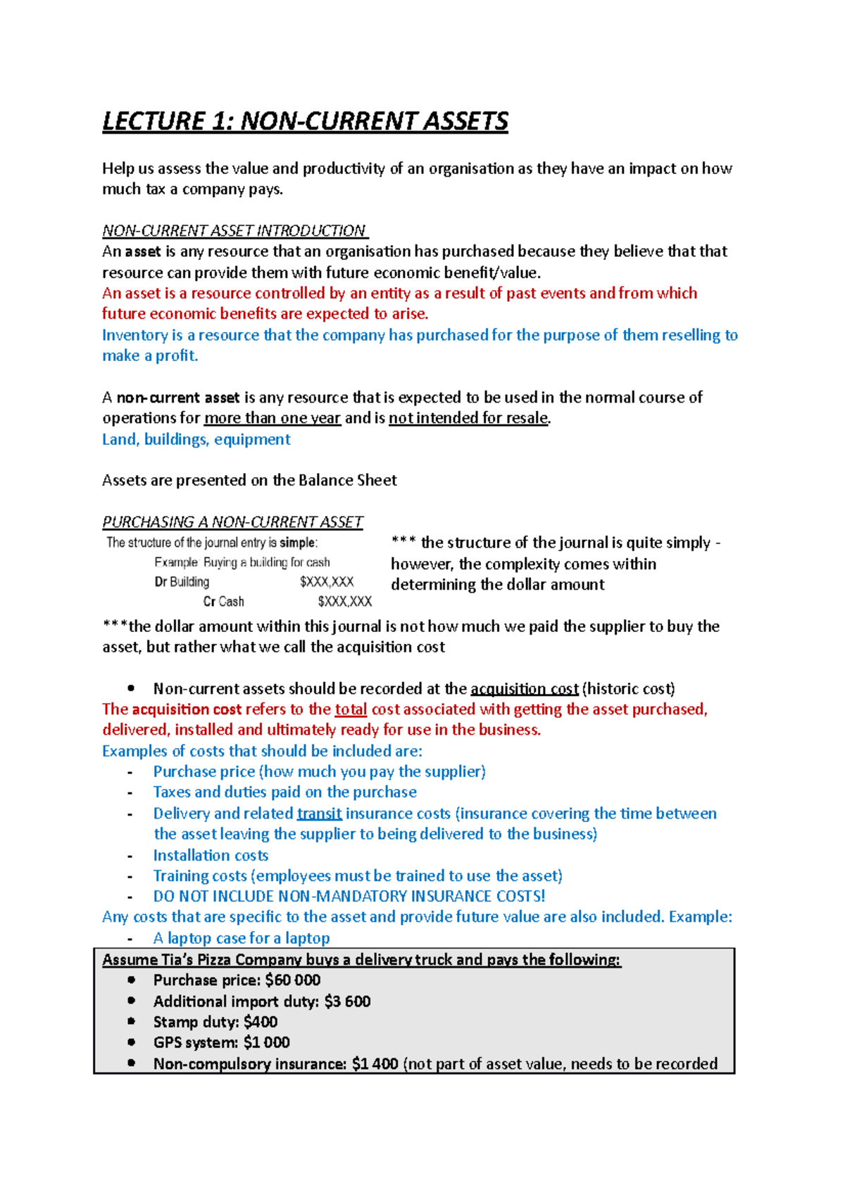 whole subject in depth notes - LECTURE 1: NON-CURRENT ASSETS Help us ...