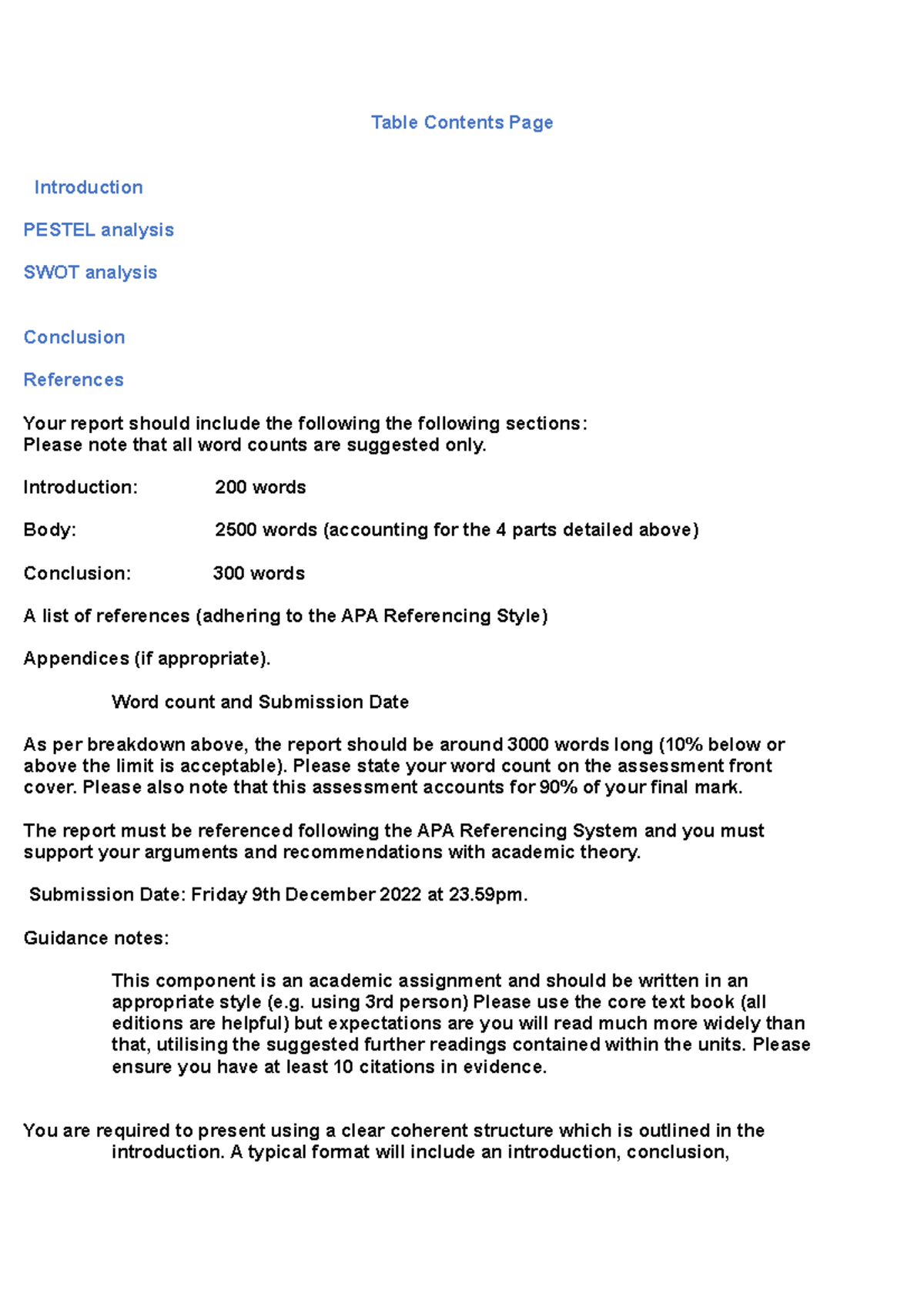 Ocm - marking - Table Contents Page Introduction PESTEL analysis SWOT ...