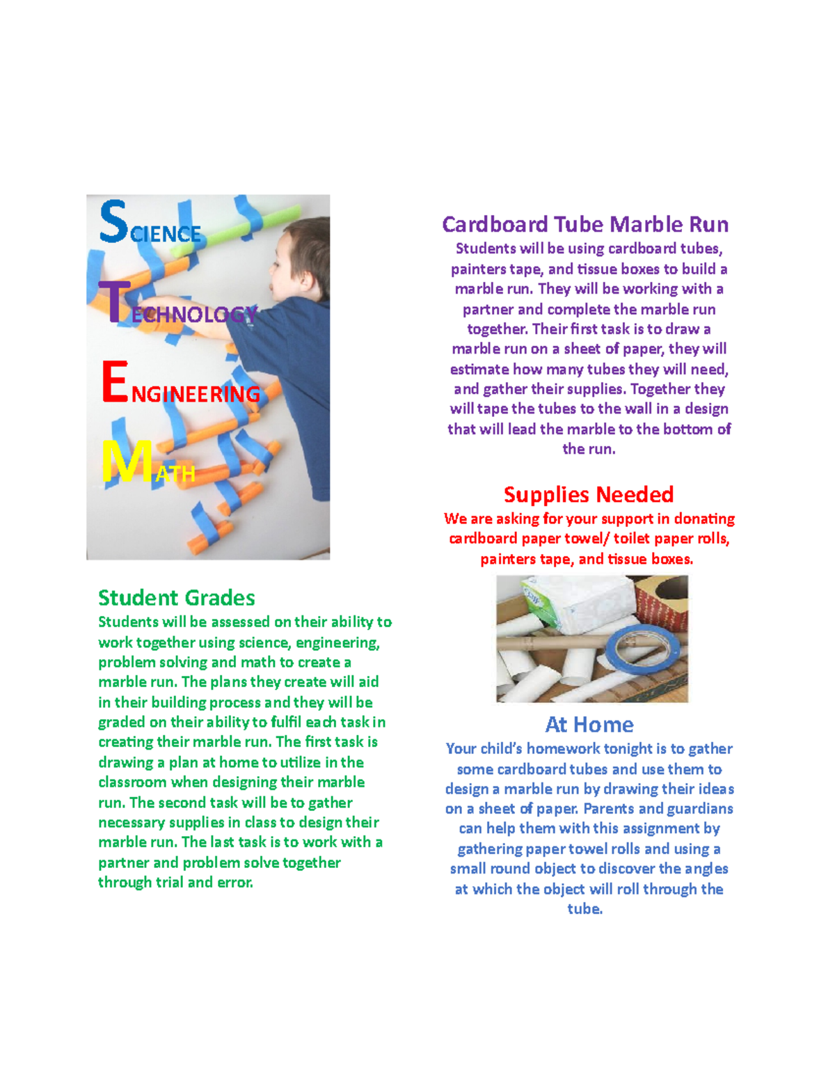 STEM Flyer - SCIENCE TECHNOLOGY ENGINEERING MATH Student Grades ...